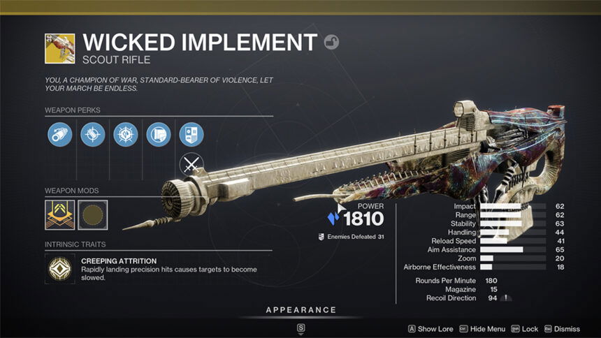 How To Get Wicked Implement in Destiny 2