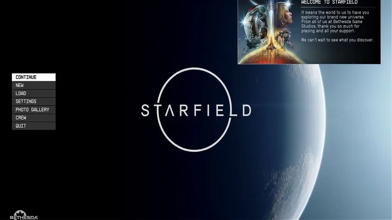 Starfield's Start Screen Looks Great