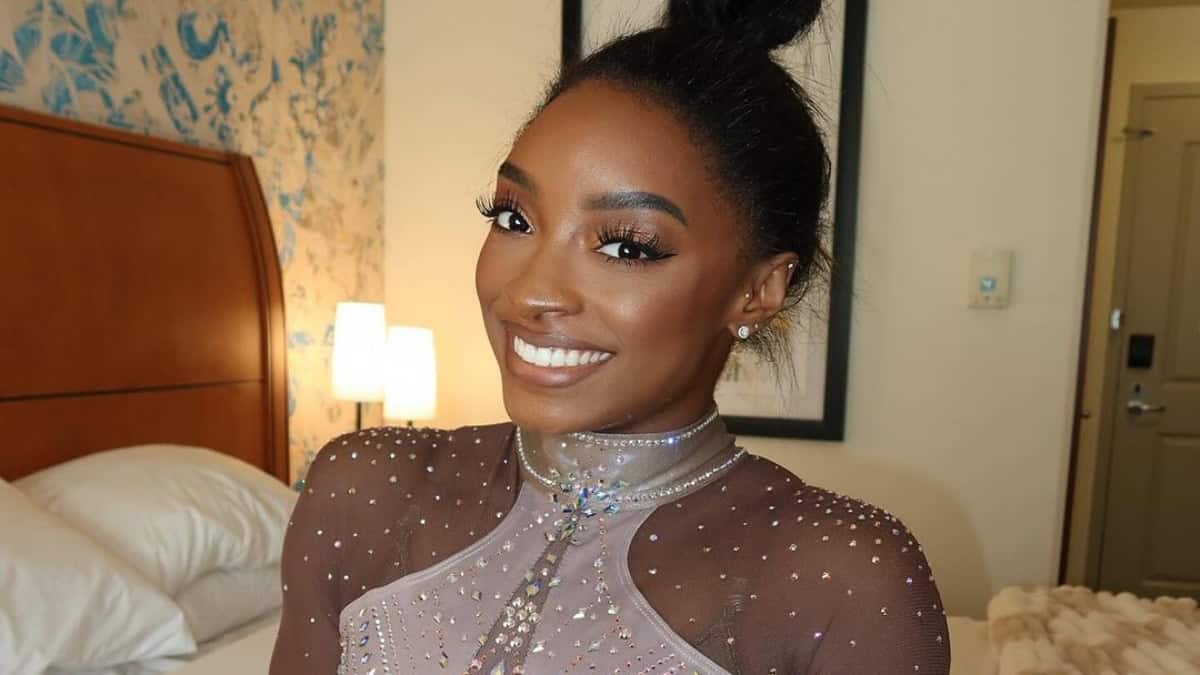 Simone Biles in Sheer Leotard Gets Naughty After Scoring First Place on ...